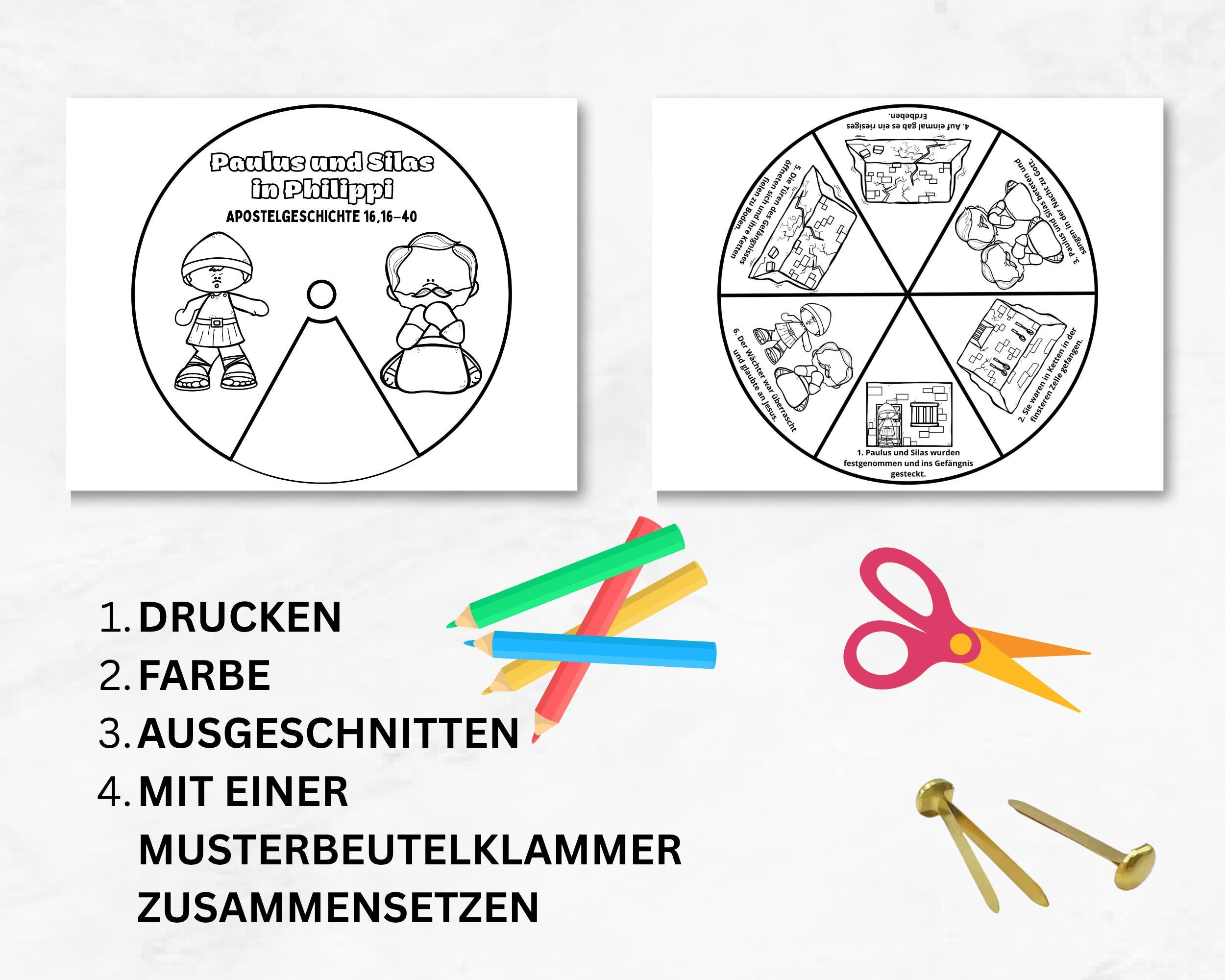 Buy Paul and Silas Prison Bible Story Wheel German | Acts 16 Kids Bible ...