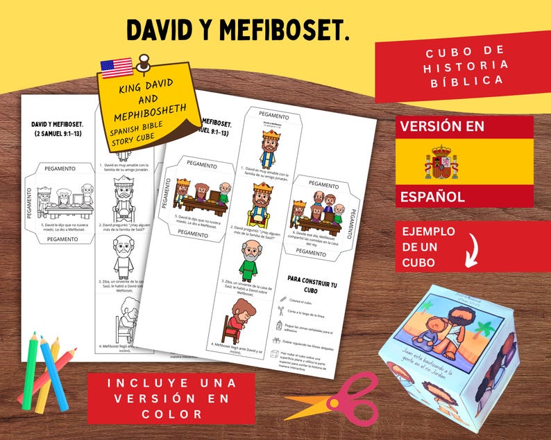 David and Mephibosheth Bible Story Cube Spanish | 2 Samuel 9 Kindness ...