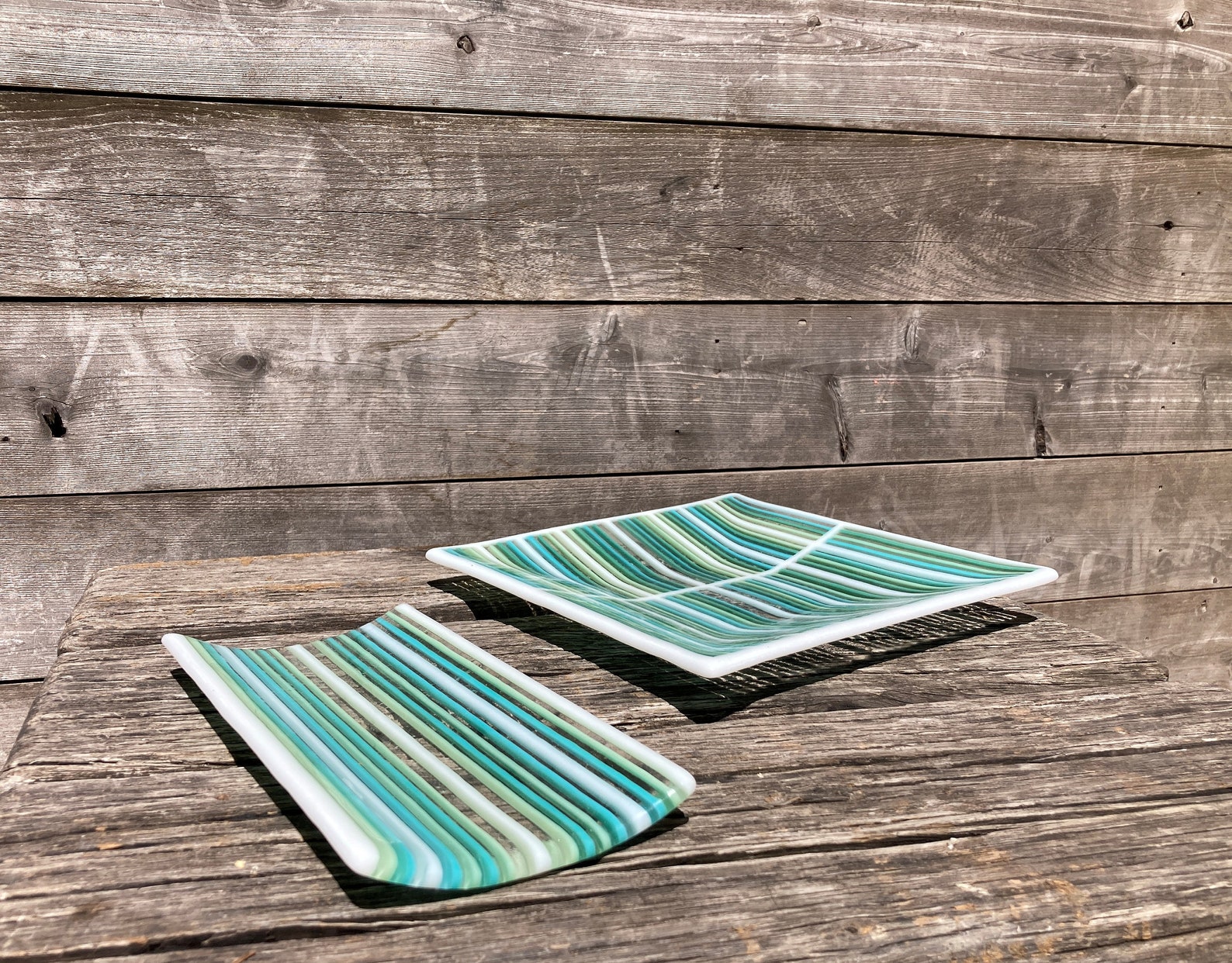 Sea Glass Theme Fused Glass Plate Set - Etsy