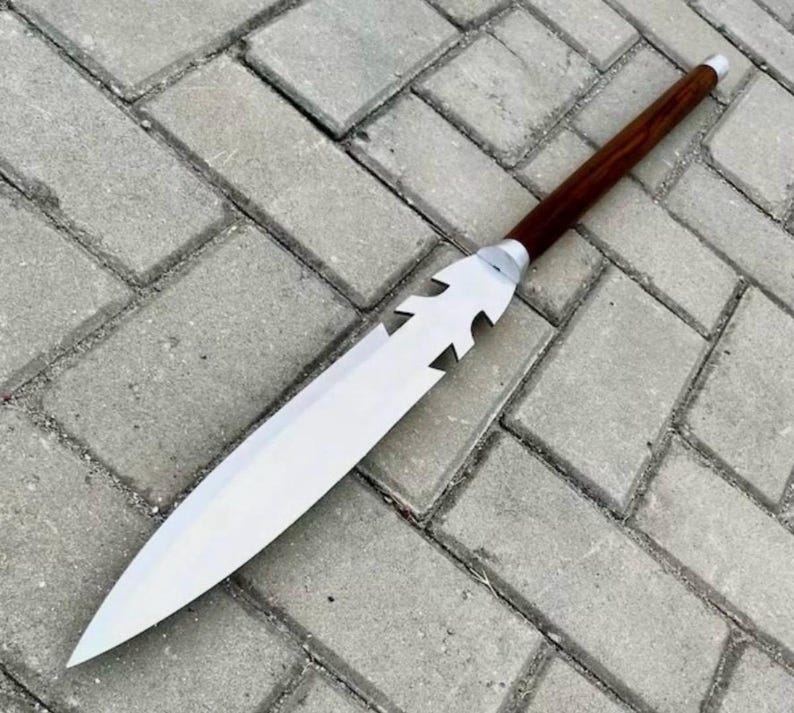 Barbed Leaf Blade Handmade Spear - Full Tang Throwing 30 Inch Hunting ...