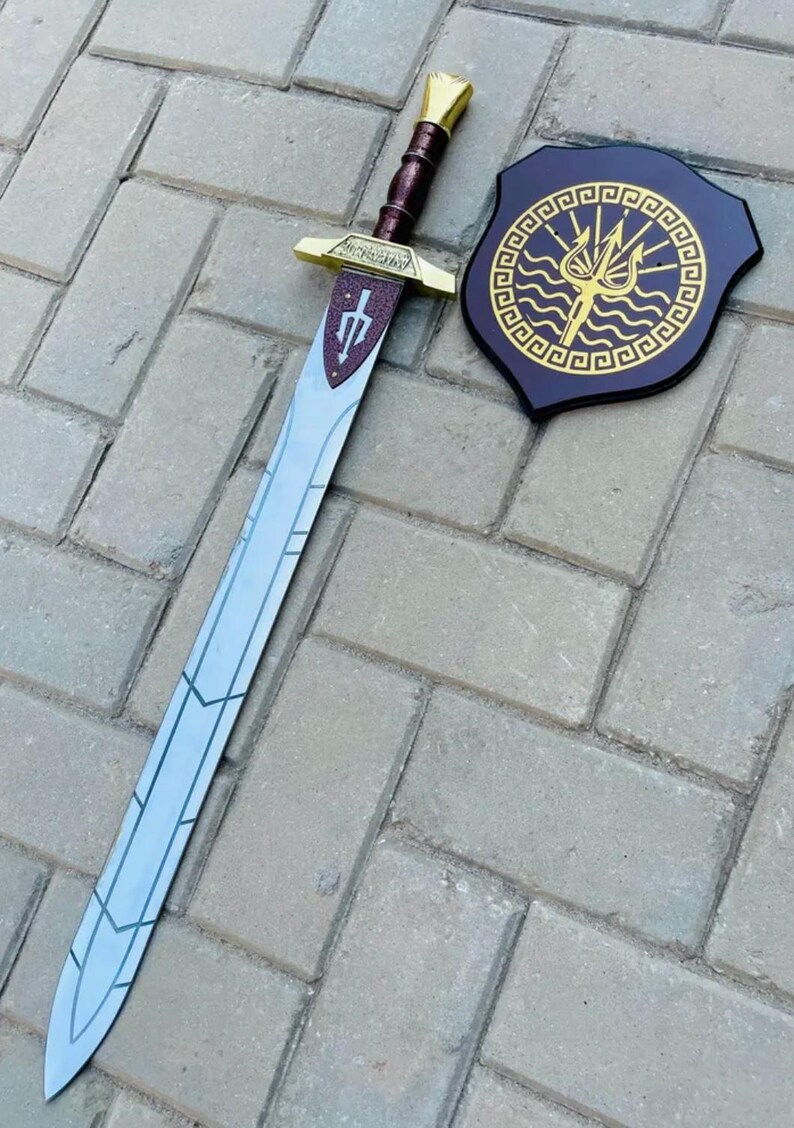 Handmade Riptide Percy Jackson Sword With Leather Sheath & Display ...