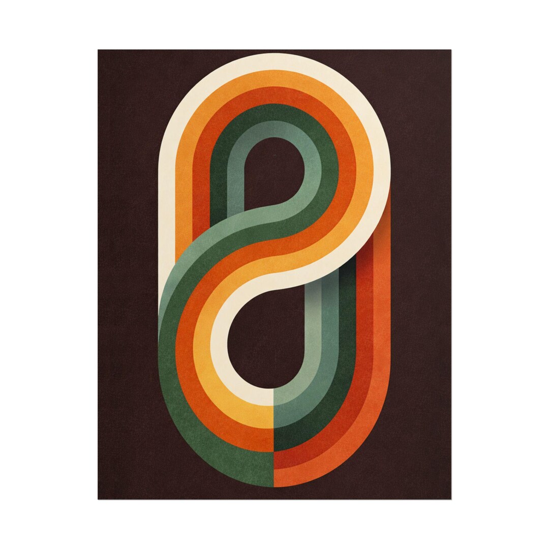 Retro Infinity Loop Rolled Poster | Vintage Rainbow Geometric Wall Art ...