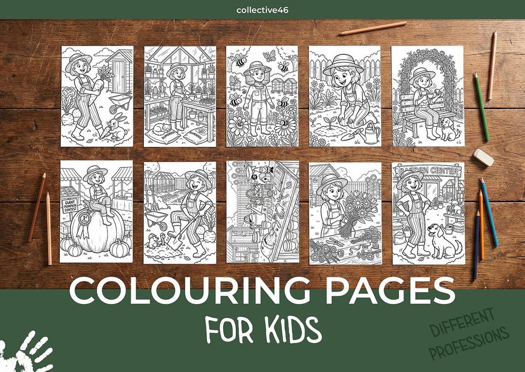 10 Gardener Coloring Pages for Kids, Garden Plants Activity (PDF ...