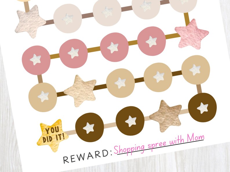Printable Reward Chart for Kids, Toddler Behavior Chart, Neutral Stars ...