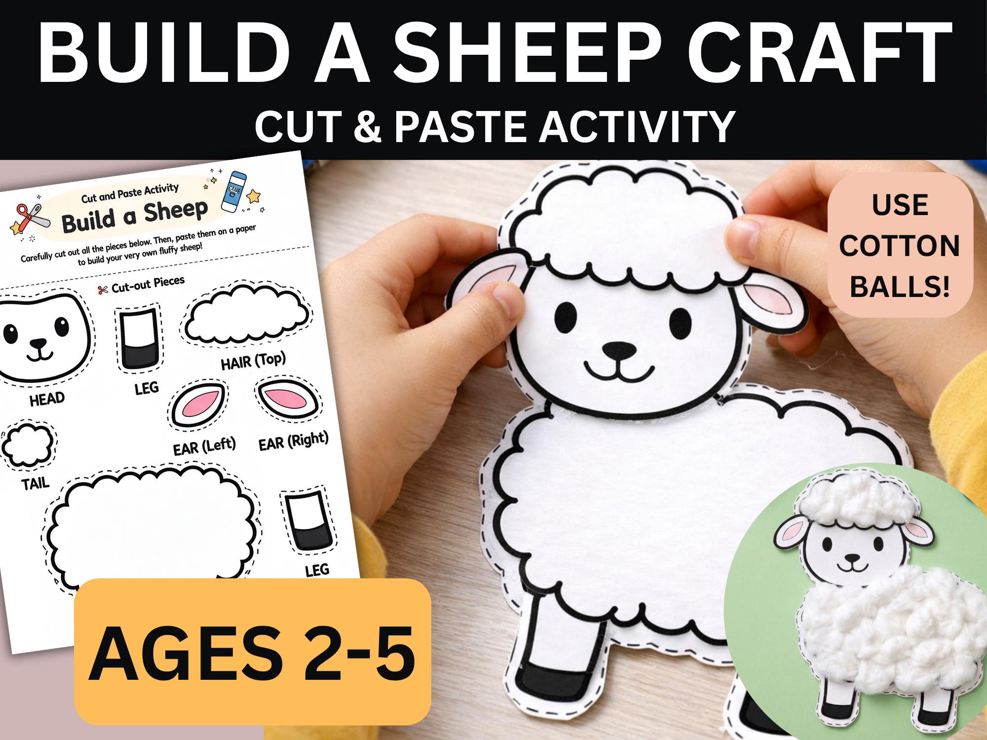 Sheep Craft Printable Build a Sheep Cut & Paste Activity Cotton Ball ...