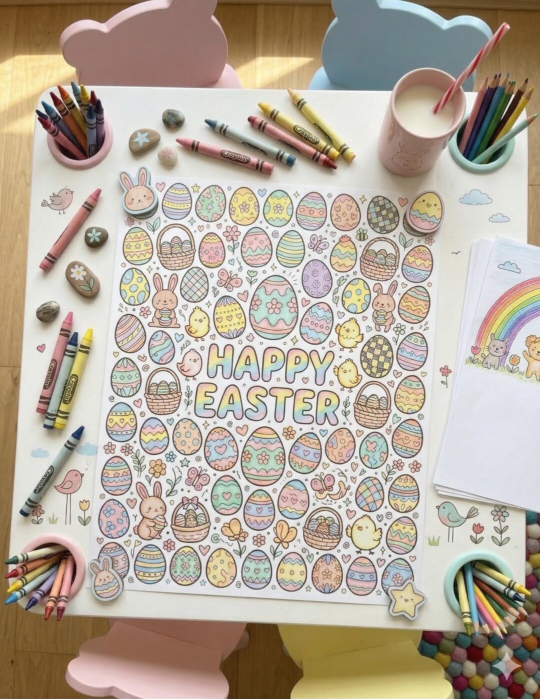 Easter Egg Coloring Page for Kids Happy Easter Printable Cute Bunny ...