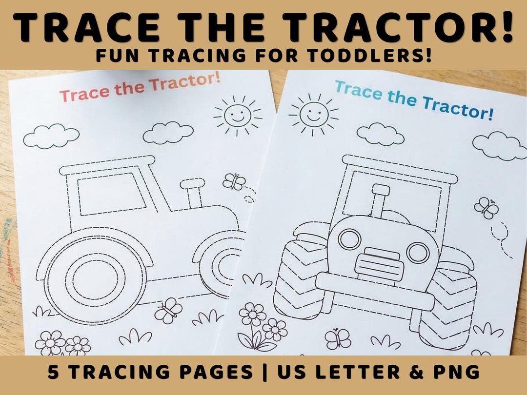 Trace the Tractor Worksheets for Toddlers | Farm Tracing Pages ...