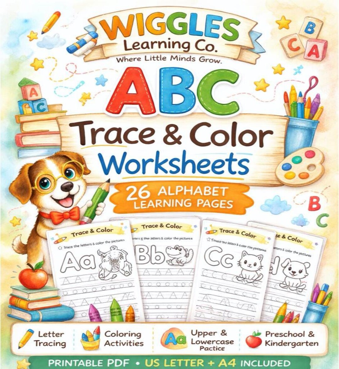 ABC Trace and Color Worksheets | Alphabet Letter Practice A-Z (digital ...