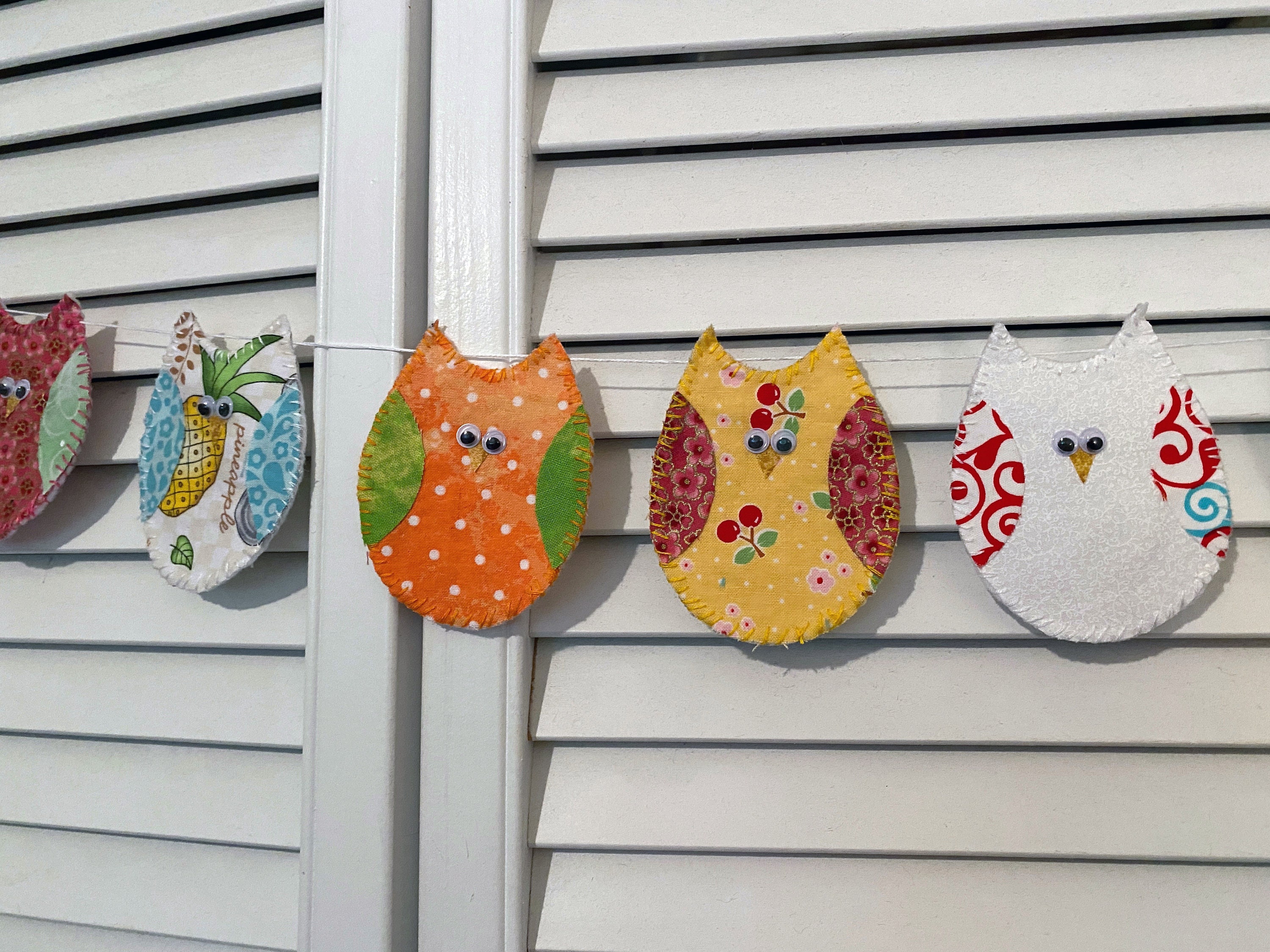 Cute Fabric Owl Garland Banner Bunting Pastel Colors Nursery Child's ...