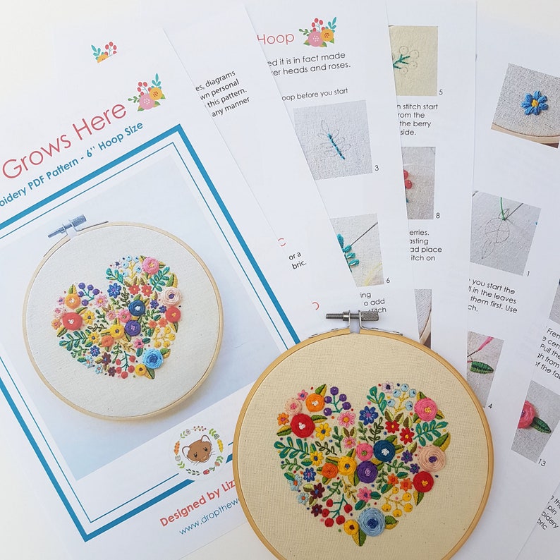 Printable Embroidery Pattern Love Grows Here Modern - Etsy Italia