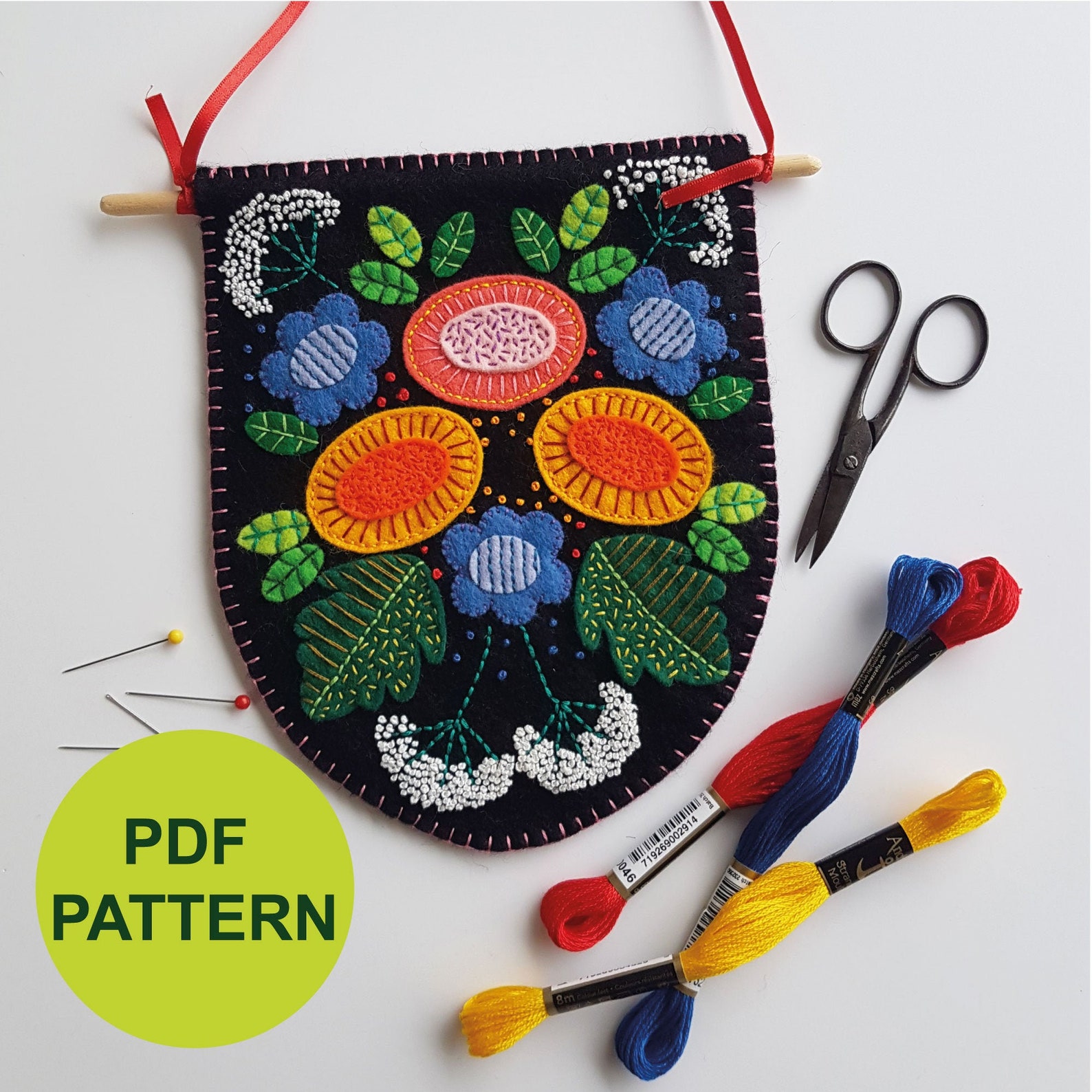 Floral Felt Banner Pattern, DIY Craft (PDF Pattern) - Etsy