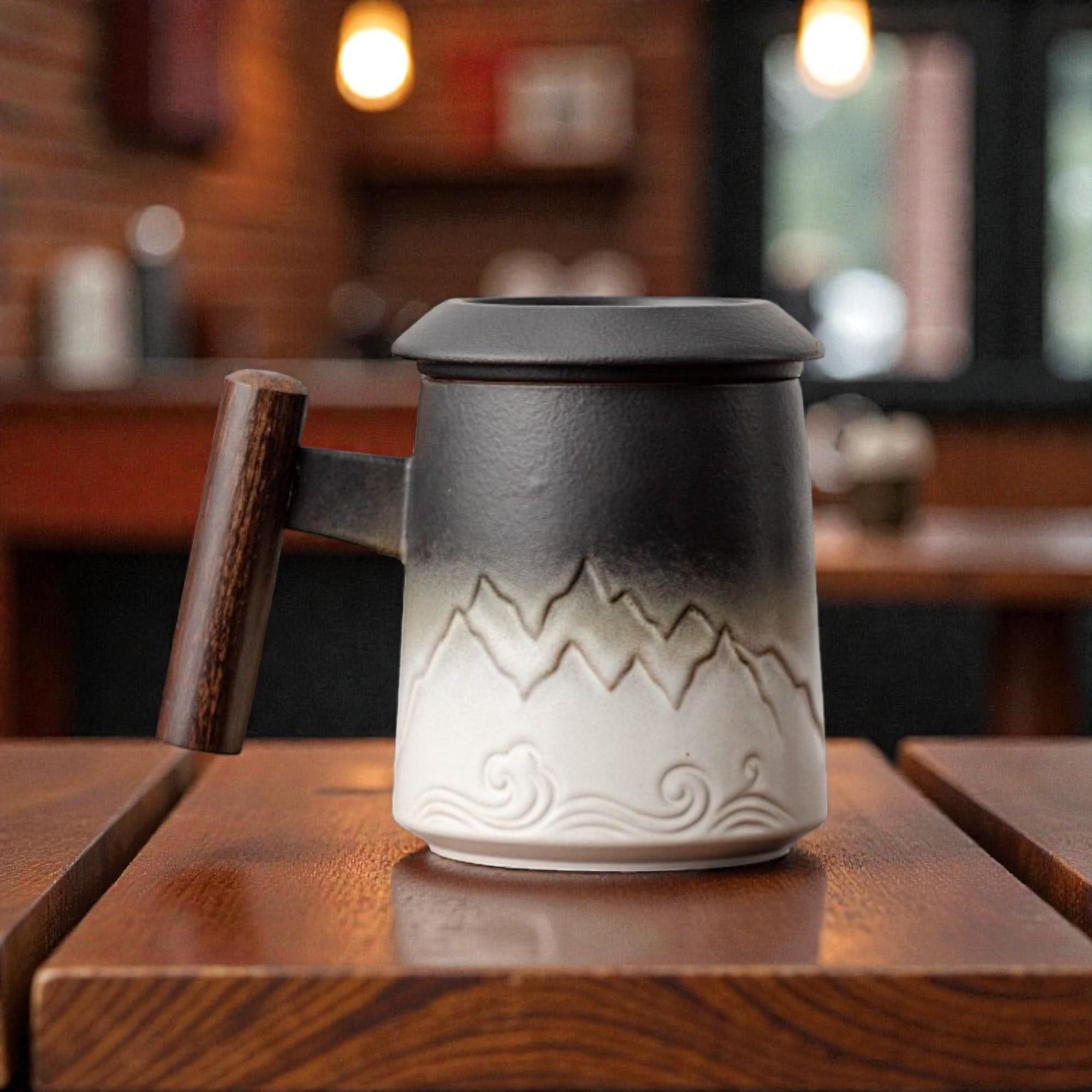 Handmade Japanese Ceramic Tea Infuser Mug Set – Minimalist Stoneware ...