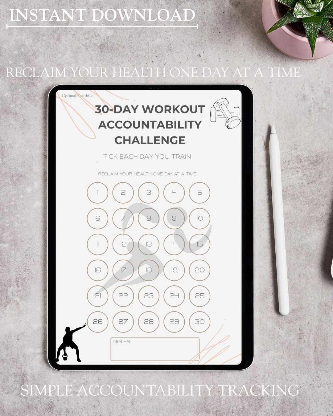 Printable/digital 30-day Workout Accountability Tracker - Simple ...