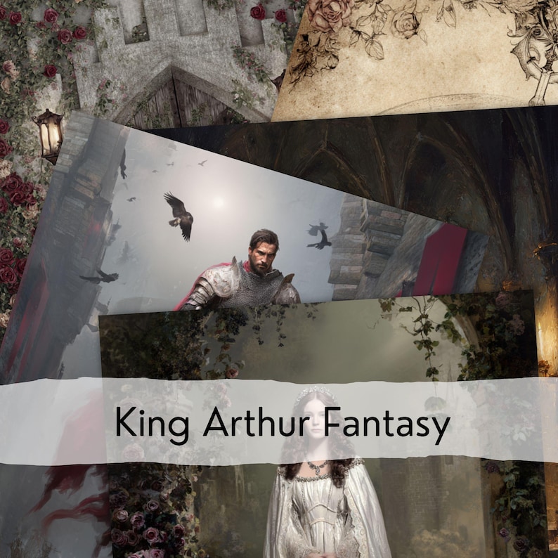 King Arthur Fantasy Junk Journal Kit, Gothic Medieval Printable Pages ...