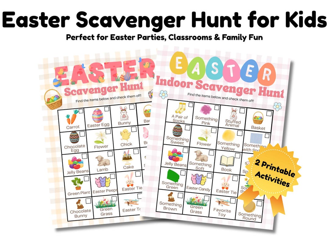 Easter Scavenger Hunt Printable for Kids | Indoor Outdoor Game (2 ...