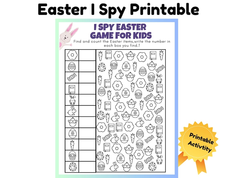 Easter I Spy Printable Game for Kids | Counting Activity (digital ...