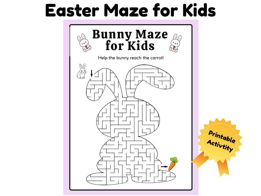 Easter Bunny Maze Printable for Kids | Fun Activity (digital Download ...