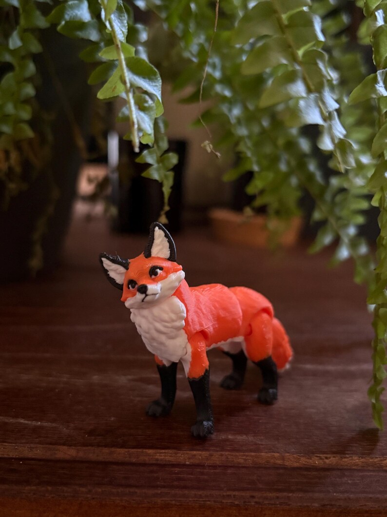 Articulated Fox Fidget Toy, 3D Printed Realistic Red Fox Figurine ...