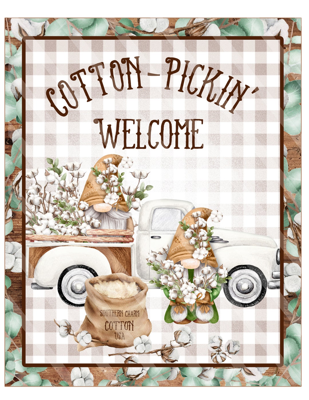 Cotton Printable, Sublimation Graphic, Cotton Gnome Truck Rectangle ...