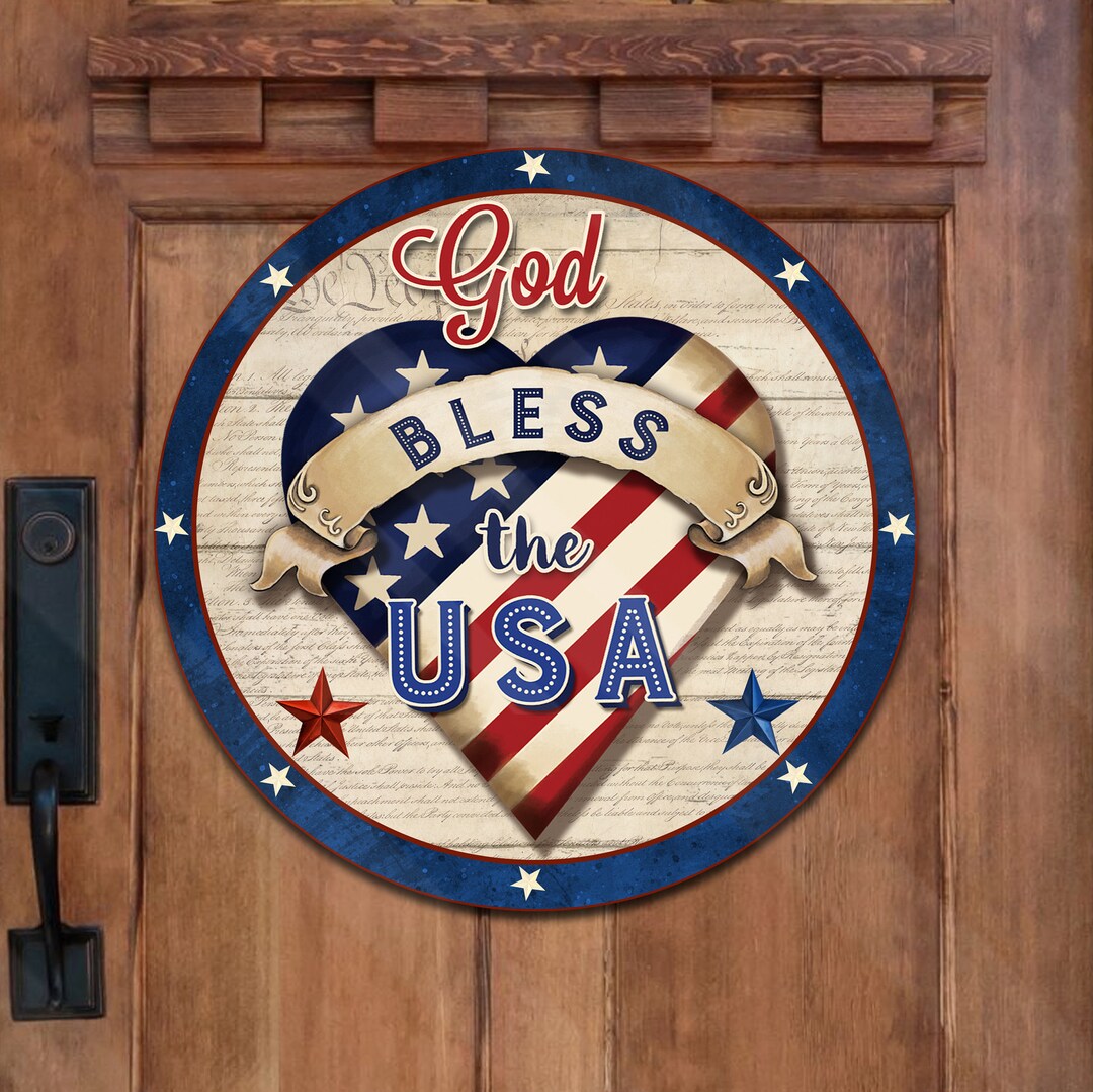 Patriotic Welcome Sign Printable, Sublimation Graphic, God Bless USA ...