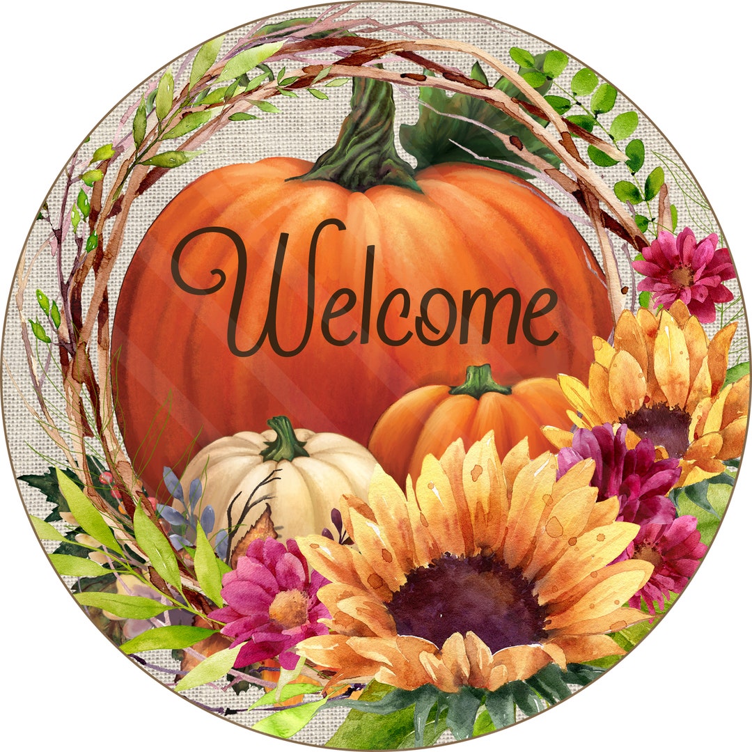 Fall Sign Printable Sublimation Graphic, Pumpkins, Sunflowers, Mums ...