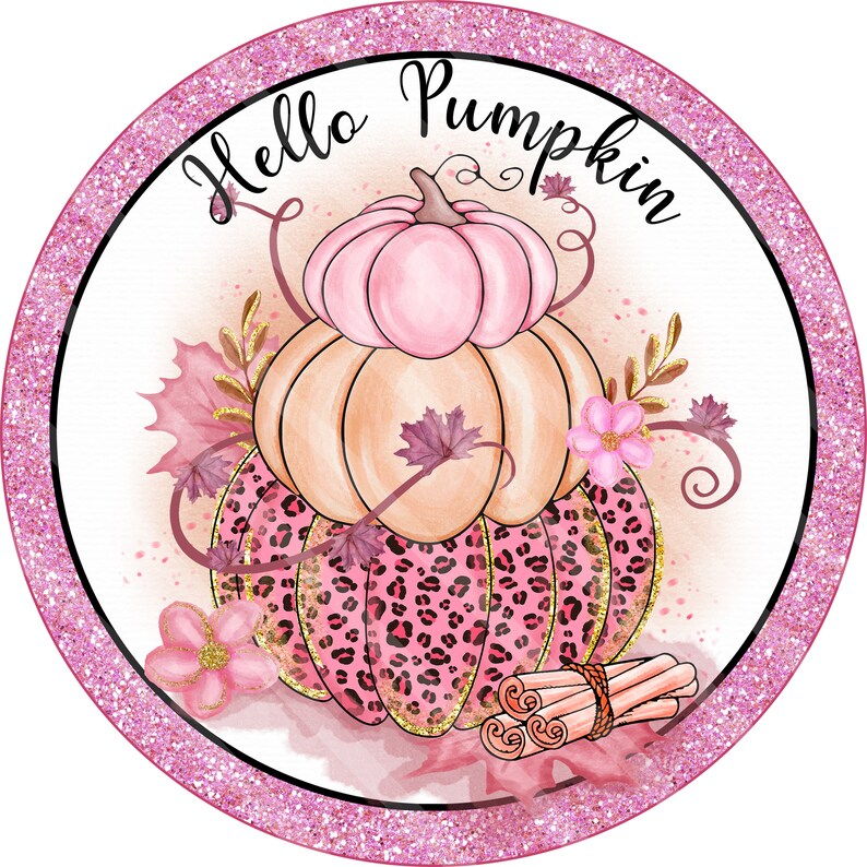 Fall Sign Printable Sublimation Graphic Pink Leopard Pumpkin - Etsy