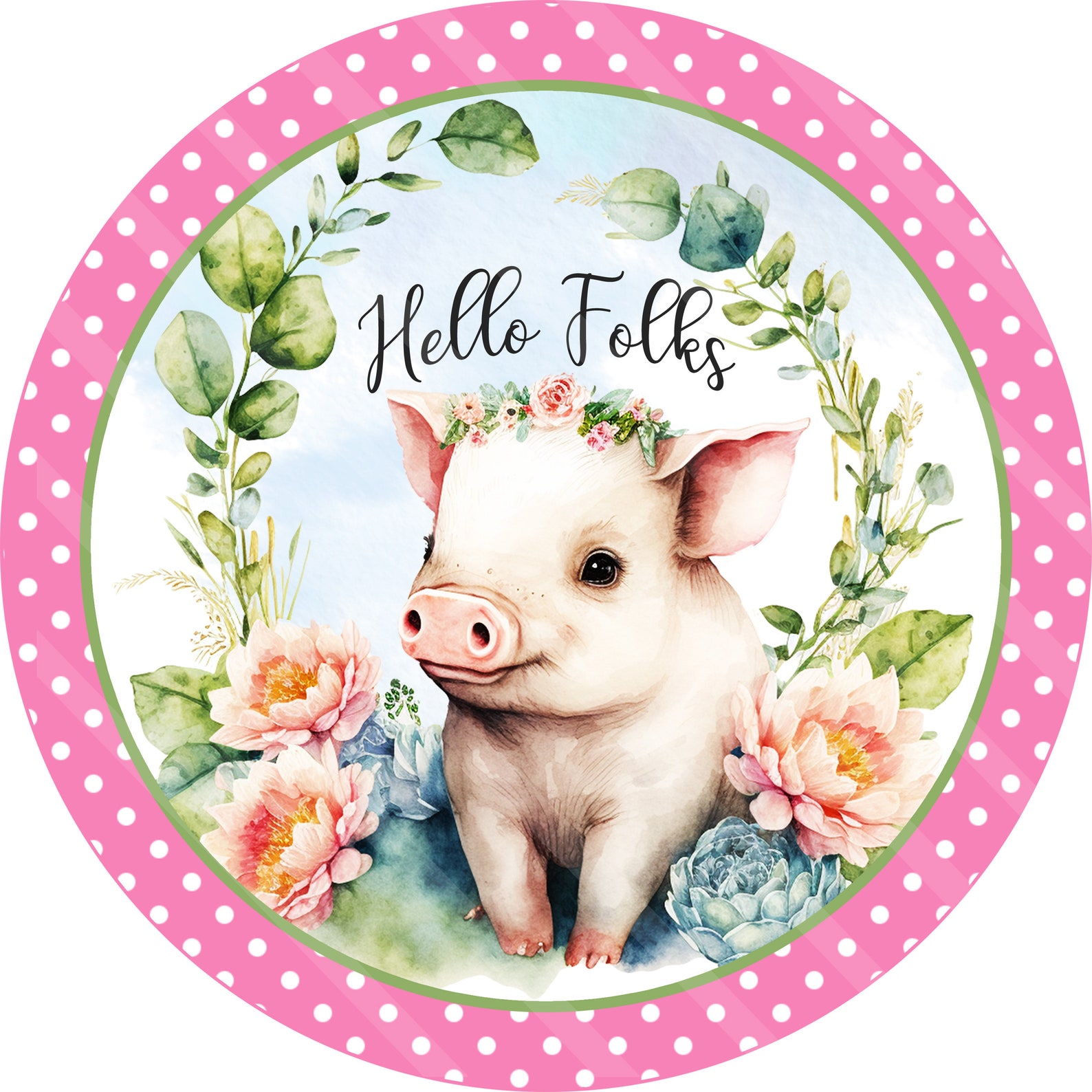 Country Pig Printable Sublimation Graphic Round Door Hanger - Etsy