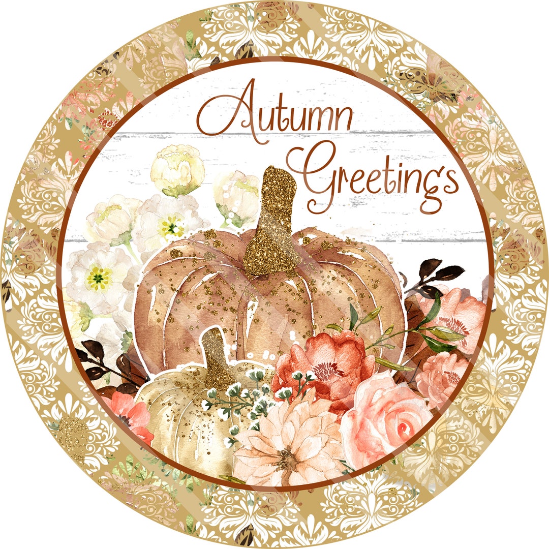 Fall Sign Printable Sublimation Graphic, Wall Art, Pumpkins Flowers ...