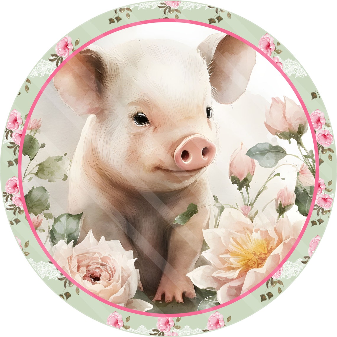 Country Pig 3 Printable Sublimation Graphic Round Door - Etsy