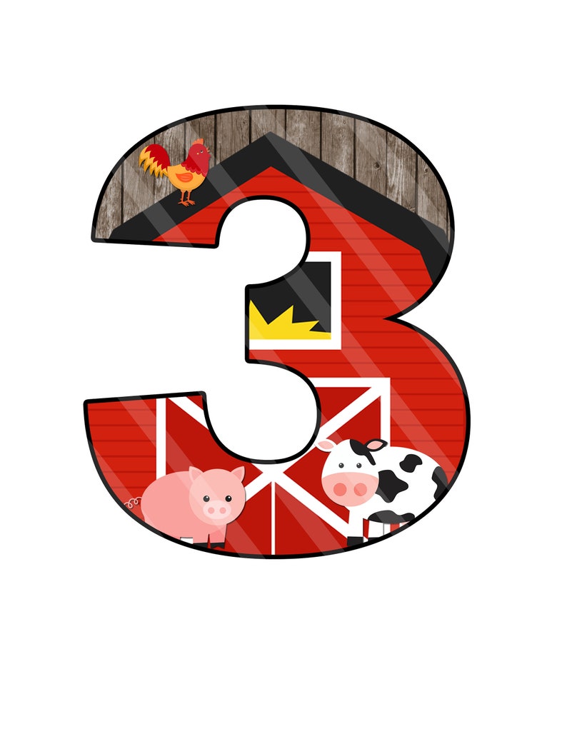 Farm Birthday Number 3 Printable Sublimation Graphic Farm - Etsy