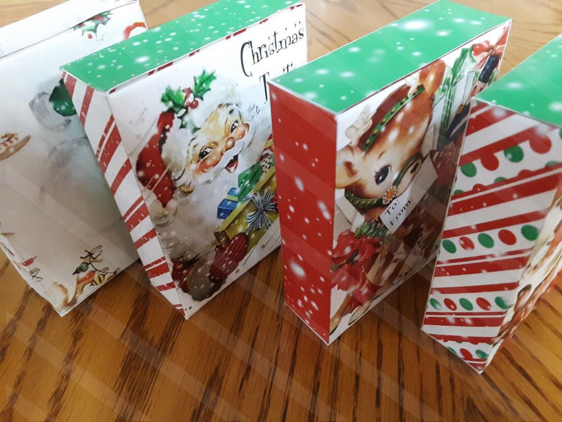 Retro Christmas Printable Treat Boxes Digital Download JPEG - Etsy