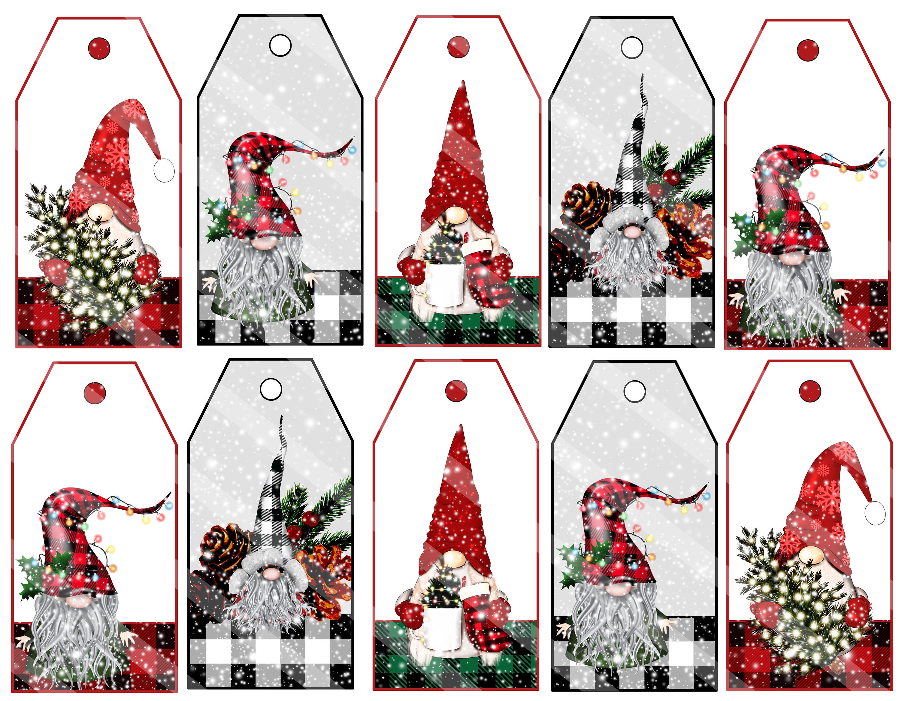Christmas Tags Printable Christmas Gnomes Gift Tags Digital - Etsy