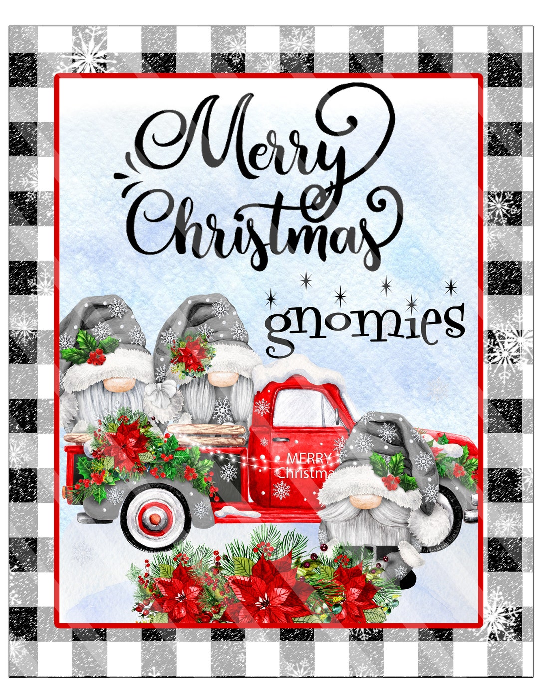 Christmas Gnomes Printable Sublimation, Merry Christmas Gnomies ...