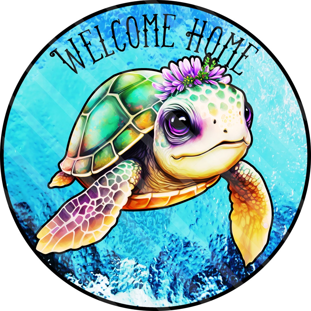 Summer Printable, Sublimation Graphic, Sea Turtle Coming Home, Blue ...