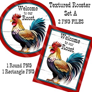 Textured Rooster Bundle Printable Sublimation Graphic, Textured Rooster ...