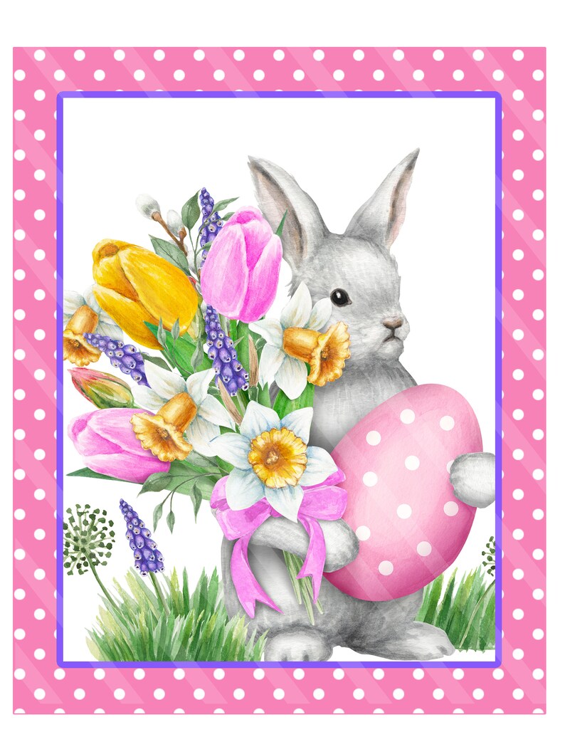 Easter Printable Sublimation Graphic Bunny Spring Flowers - Etsy