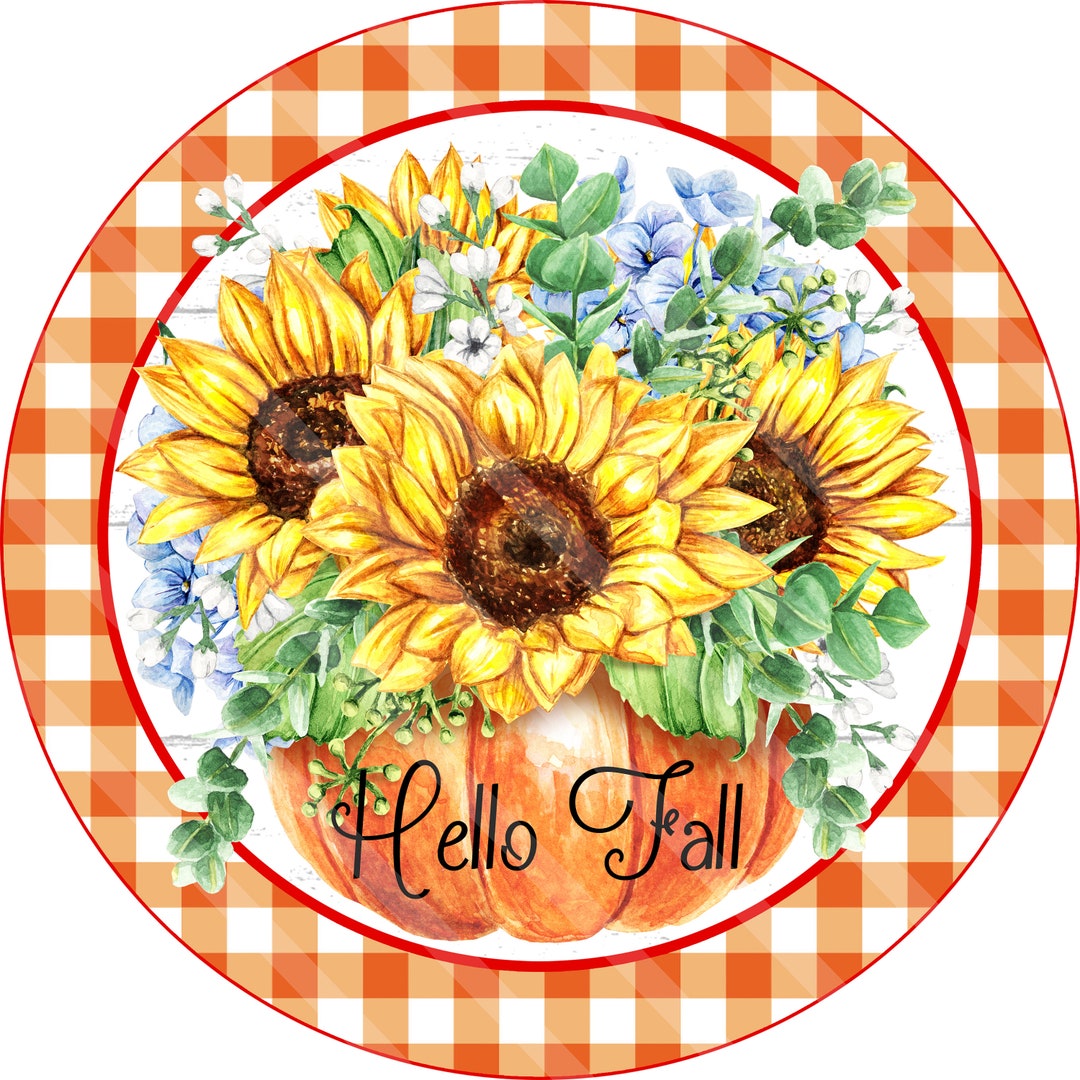 Fall Printable, Sublimation Graphic, Pumpkin, Sunflowers, Hydrangeas ...