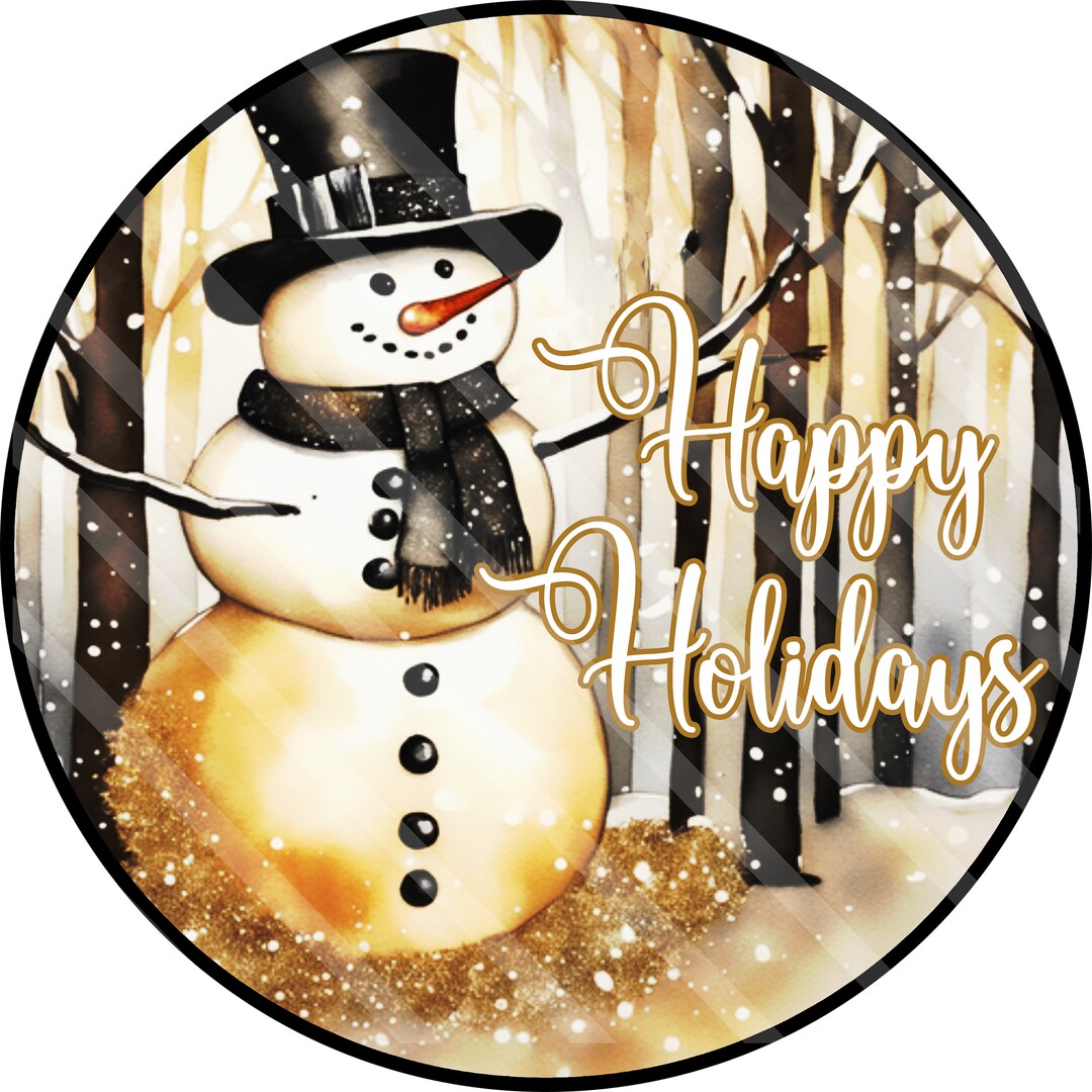 Snowman Printable Door Sign Design Sublimation Graphic, Golden Browns ...