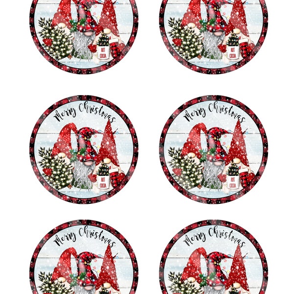 Printable Round Christmas Stickers - Etsy