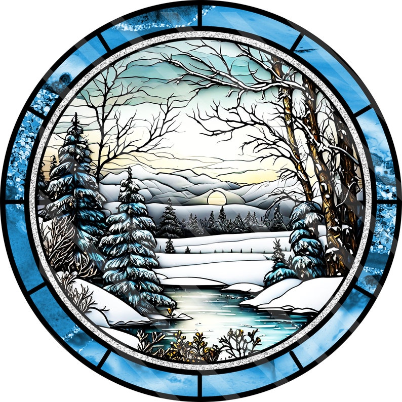 Christmas Faux Stained Glass Printable Sublimation Graphic - Etsy