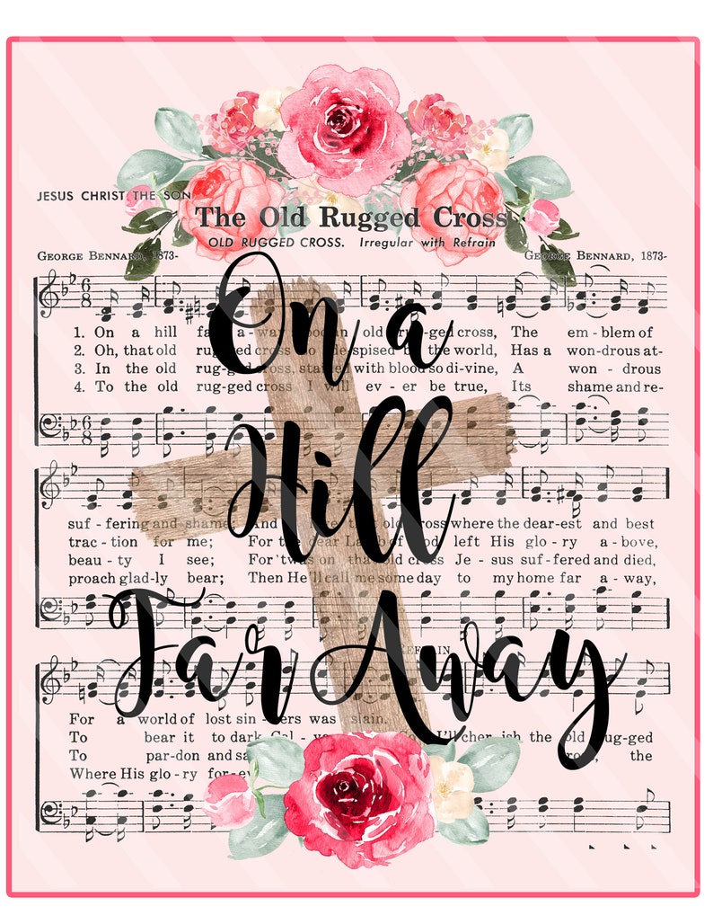 Inspirational Hymn Printable Graphic Old Rugged Cross - Etsy
