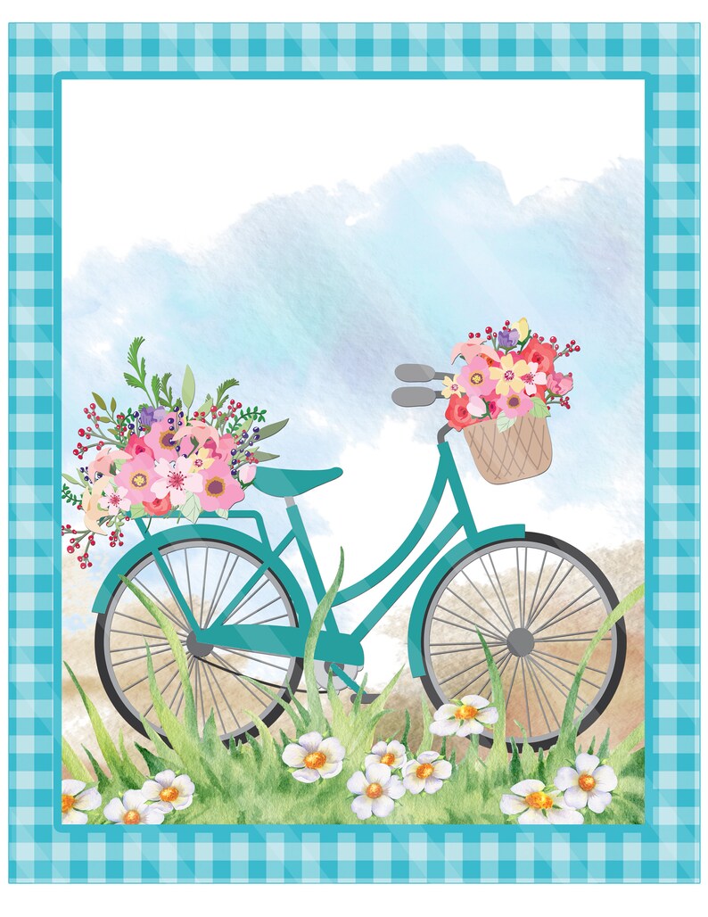 Spring Printable Sublimation Graphic Teal Bicycle Joy in - Etsy