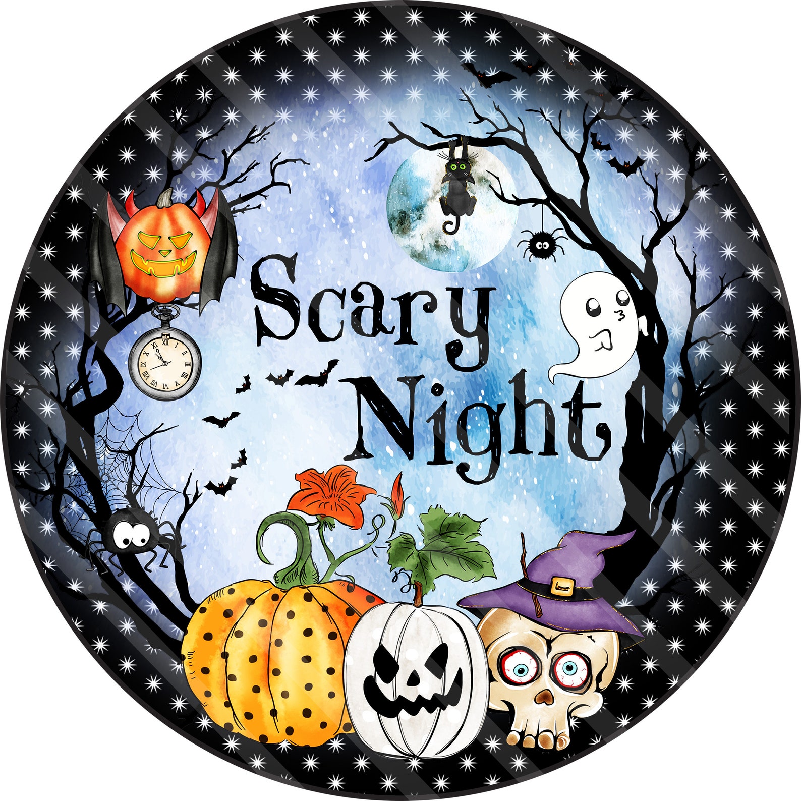Halloween Sign Printable Sublimation Graphic Scary Night - Etsy