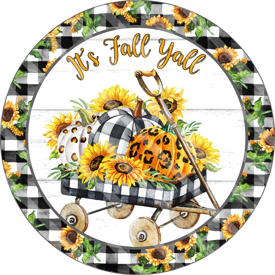 Fall Sign Printable Wall Art, Sublimation Graphic, Buffalo Plaid Wagon ...