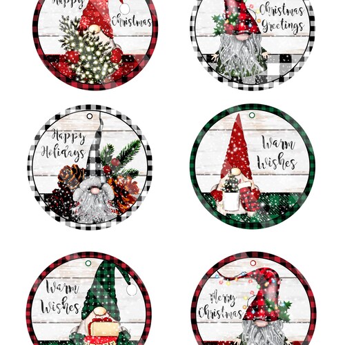 Christmas Tags Printable Christmas Gnomes Gift Tags Digital - Etsy