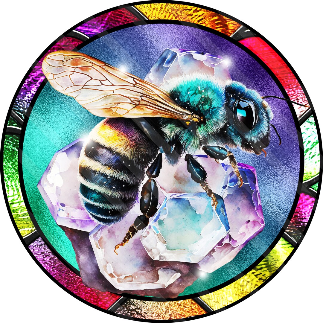 Crystal Bee Printable Sublimation Graphic Faux Stained - Etsy