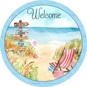 Summer Printable, Sublimation Graphic, Beach Welcome by the Shore Round ...