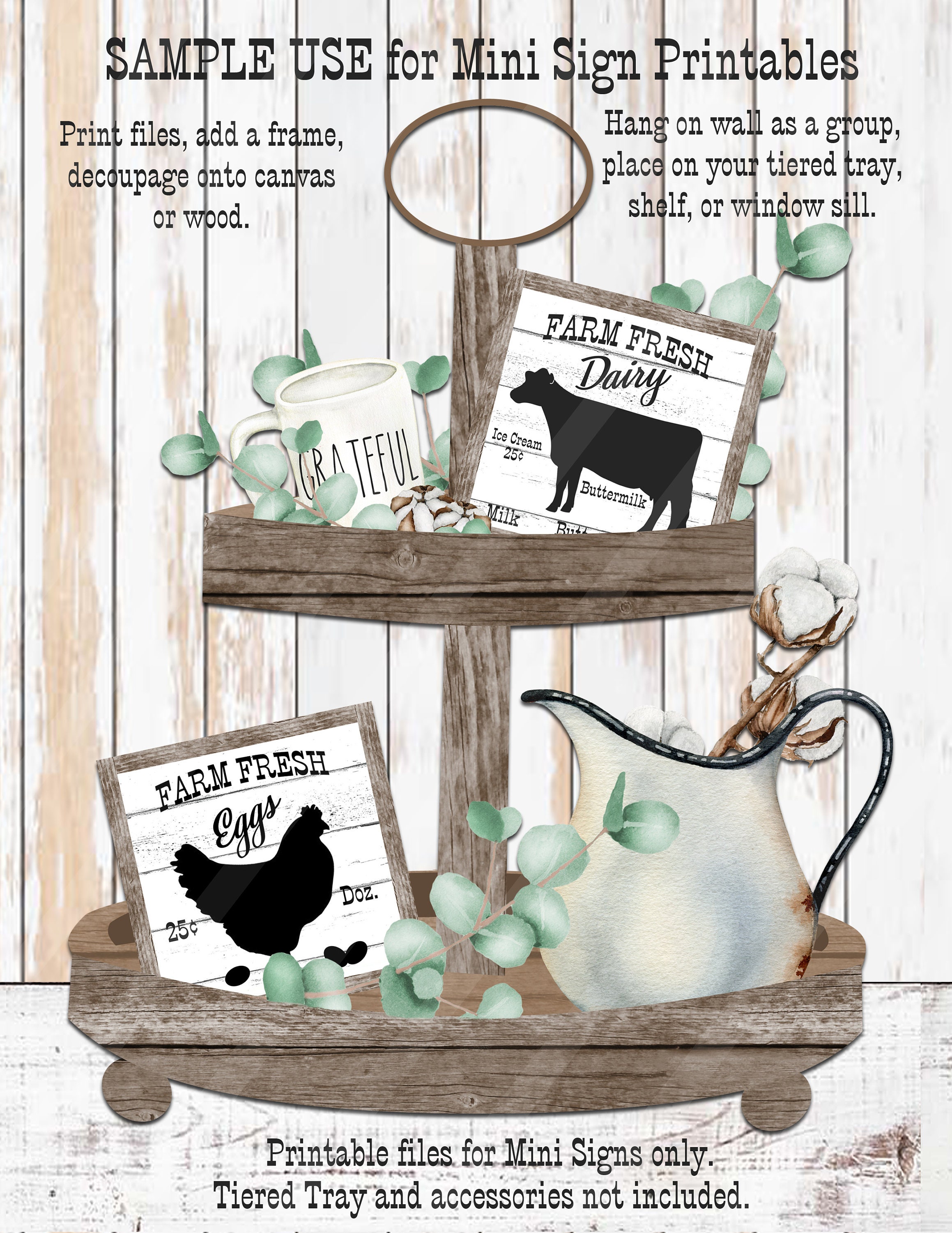 Farmhouse Printables Mini Signs Farm Fresh 4 Styles 2 - Etsy