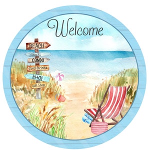 Summer Printable, Sublimation Graphic, Beach Welcome by the Shore Round ...