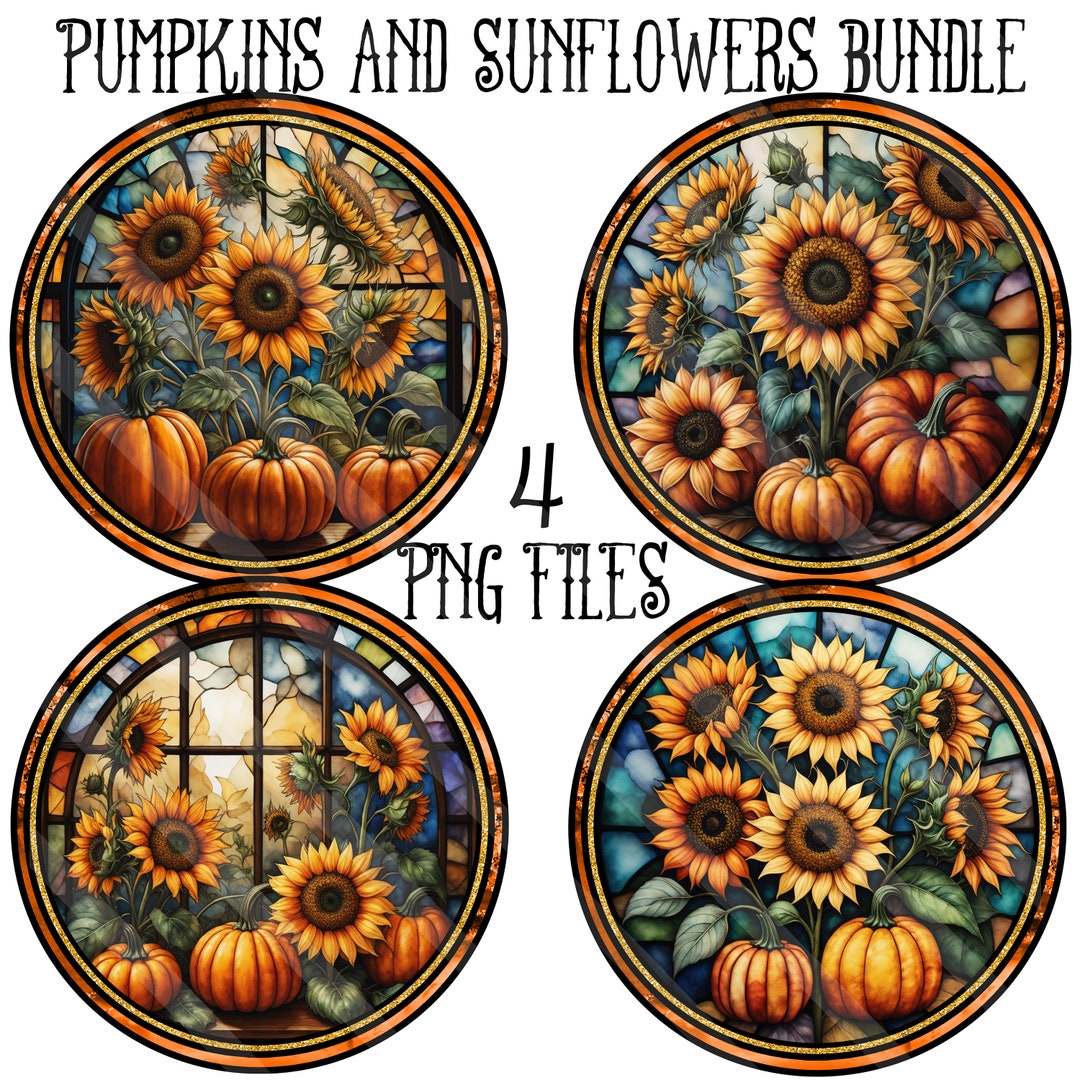 Fall Bundle Printable, Sublimation Round Graphic, Pumpkins & Sunflowers ...